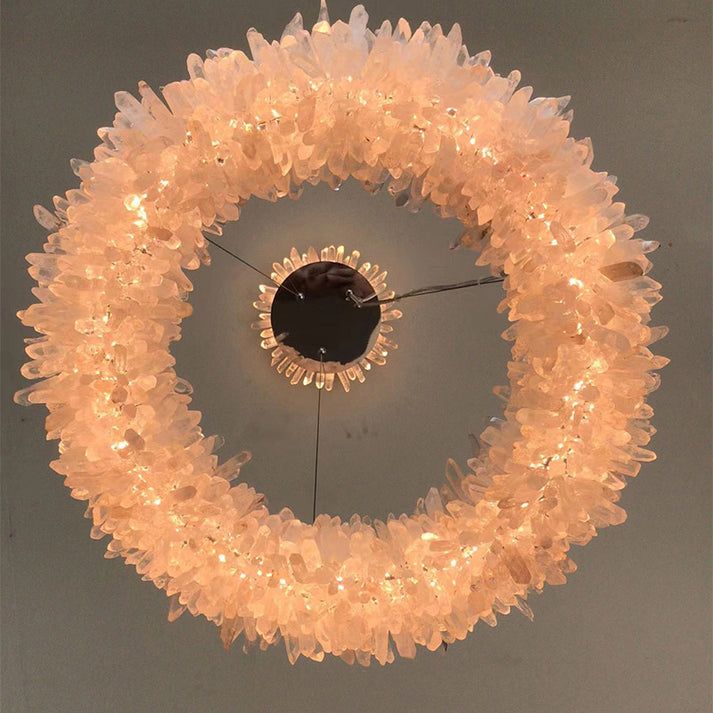 24-47 Inch Round Clear Geode Quartz Crystal Ring Pendant Light Modern ...