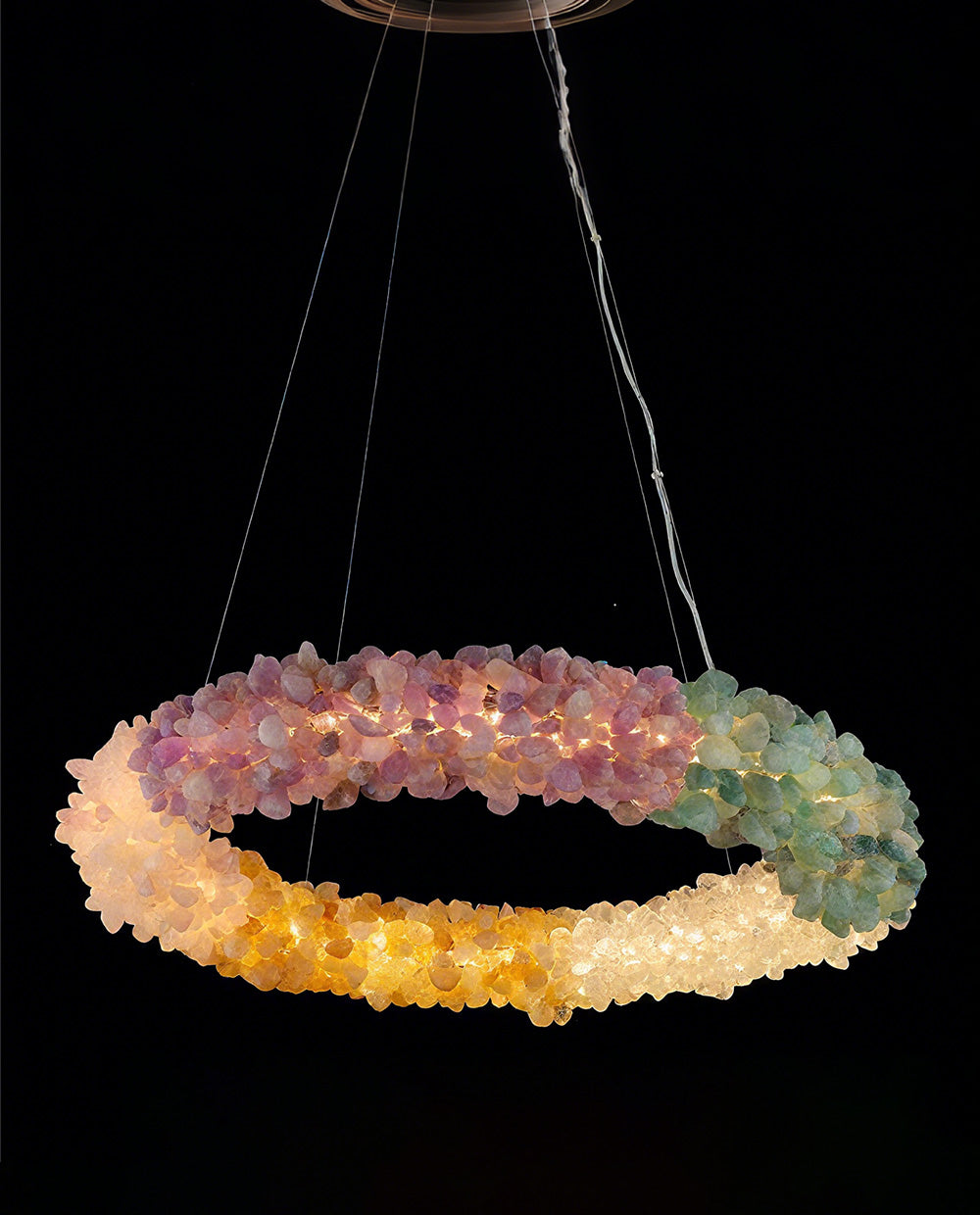 Natural crystal stone donut pendant light – showsun-lighting