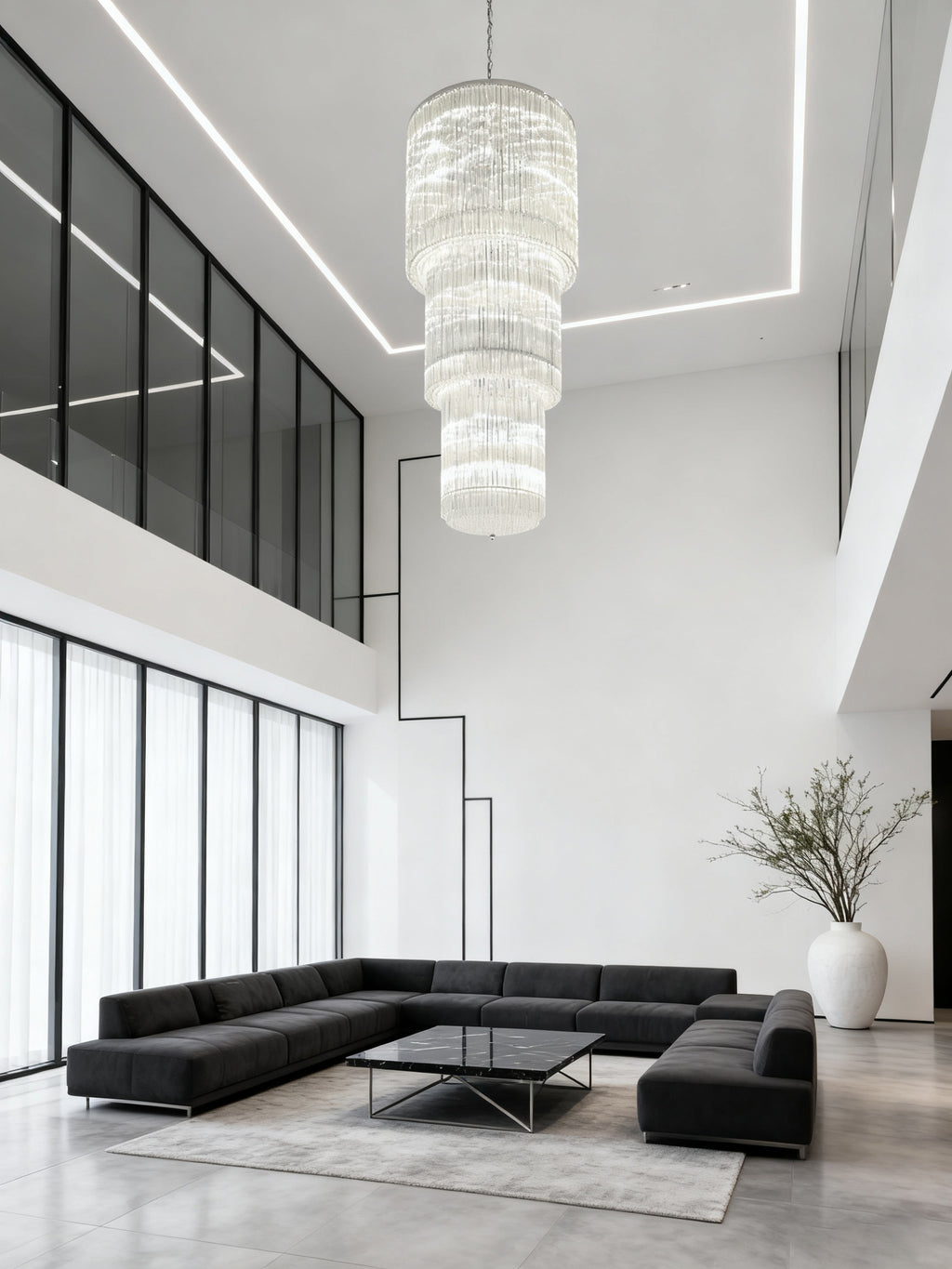 Modern Long Chandelier Lighting for Foyer 39"W 138"H – showsun-lighting